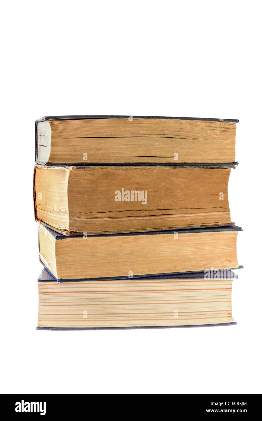 stack of old books isolated on white background Stock Photo - Alamy