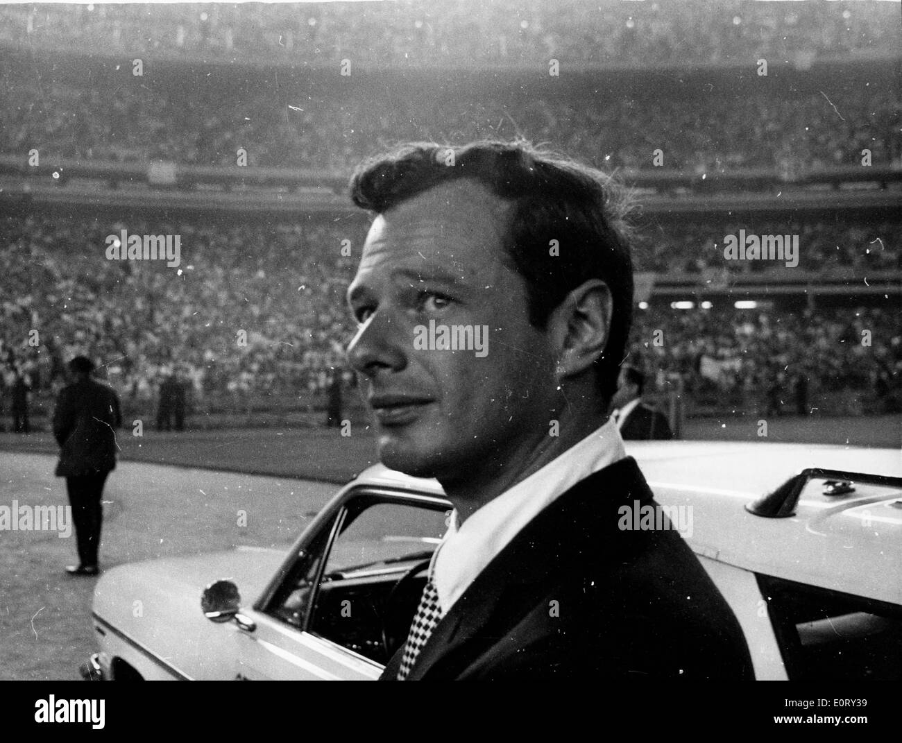 Manager Brian Epstein at a stadium for Beatles concert Stock Photo ...