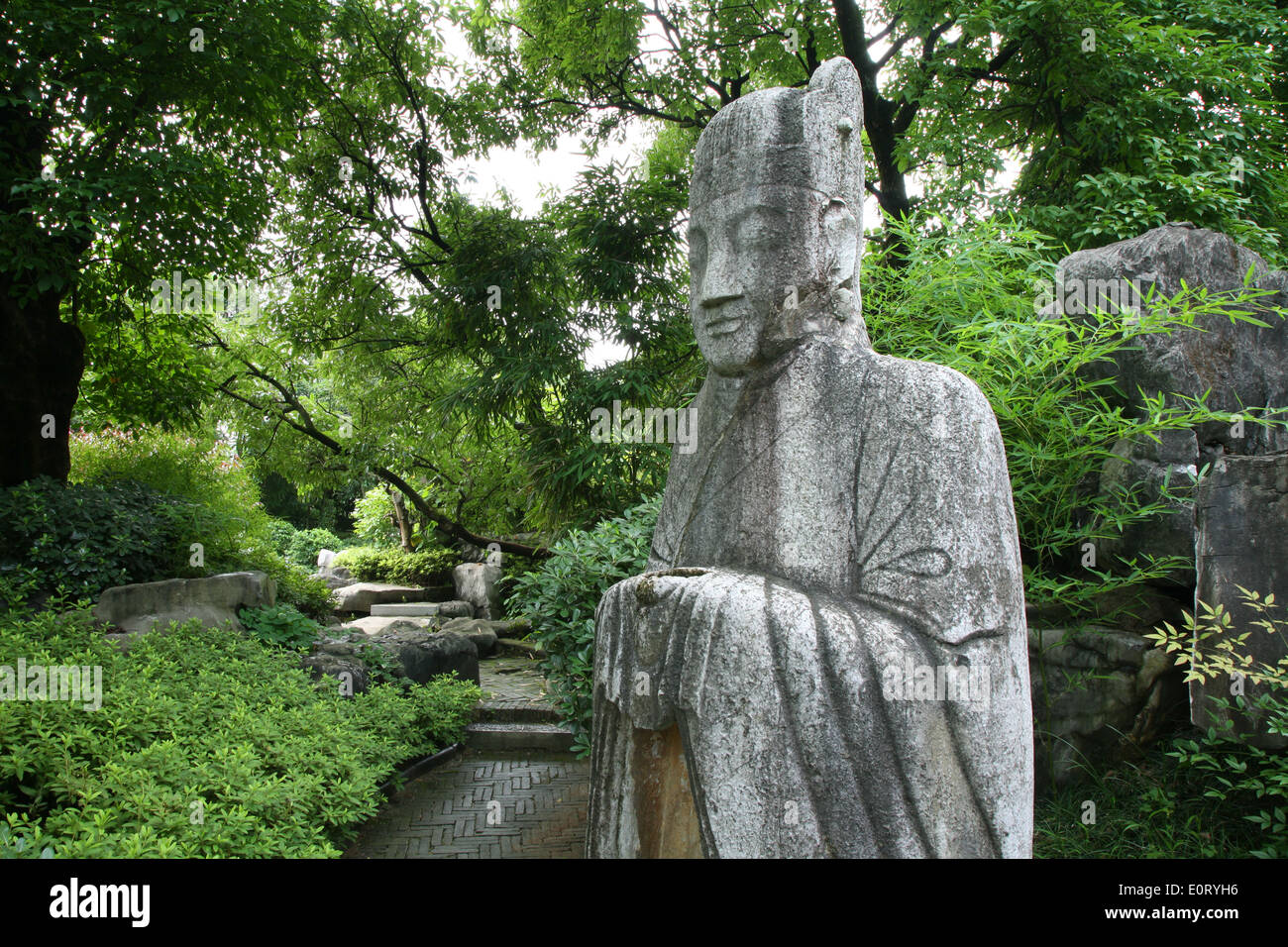 Decorative statue of chinese philosopher in 'Seven Star Park' (Qixing ...