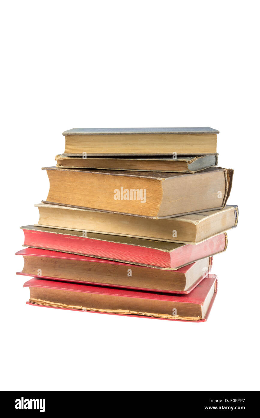 stack of old books isolated on white background Stock Photo - Alamy
