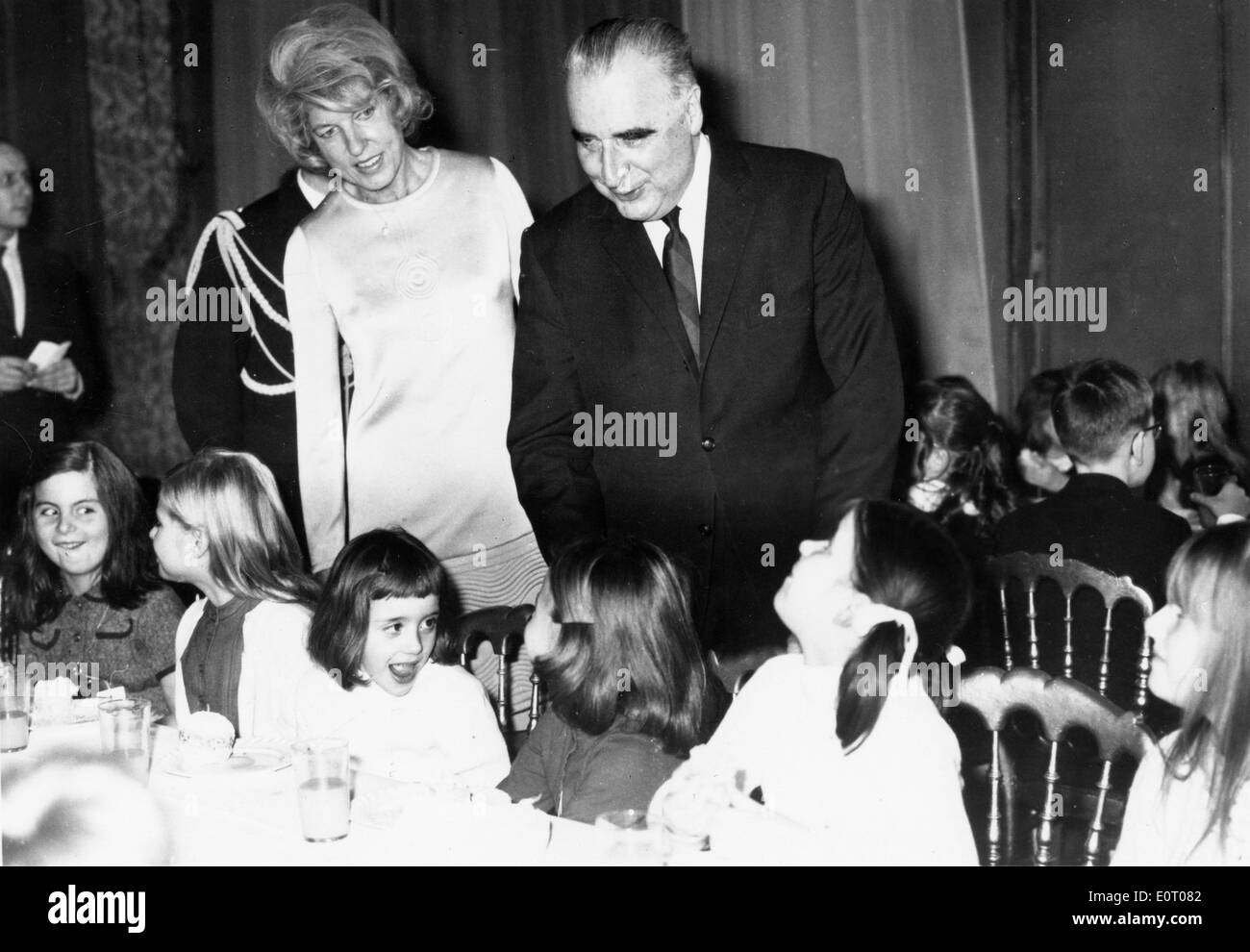 George Pompidou meeting children at an event Stock Photo - Alamy