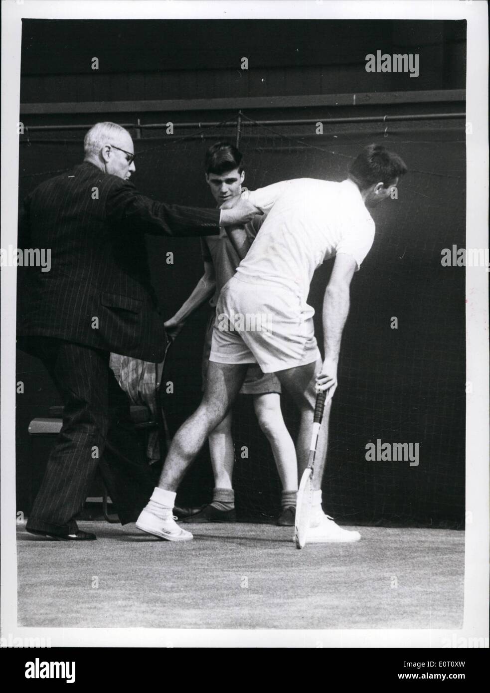 Jun. 06, 1960 - Wimbledon championships continue. Bucholz helped off ...