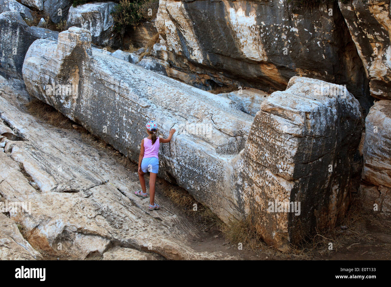 Giant male statue called Kouros, Naxos, Cyclades Islands, Greece Stock ...
