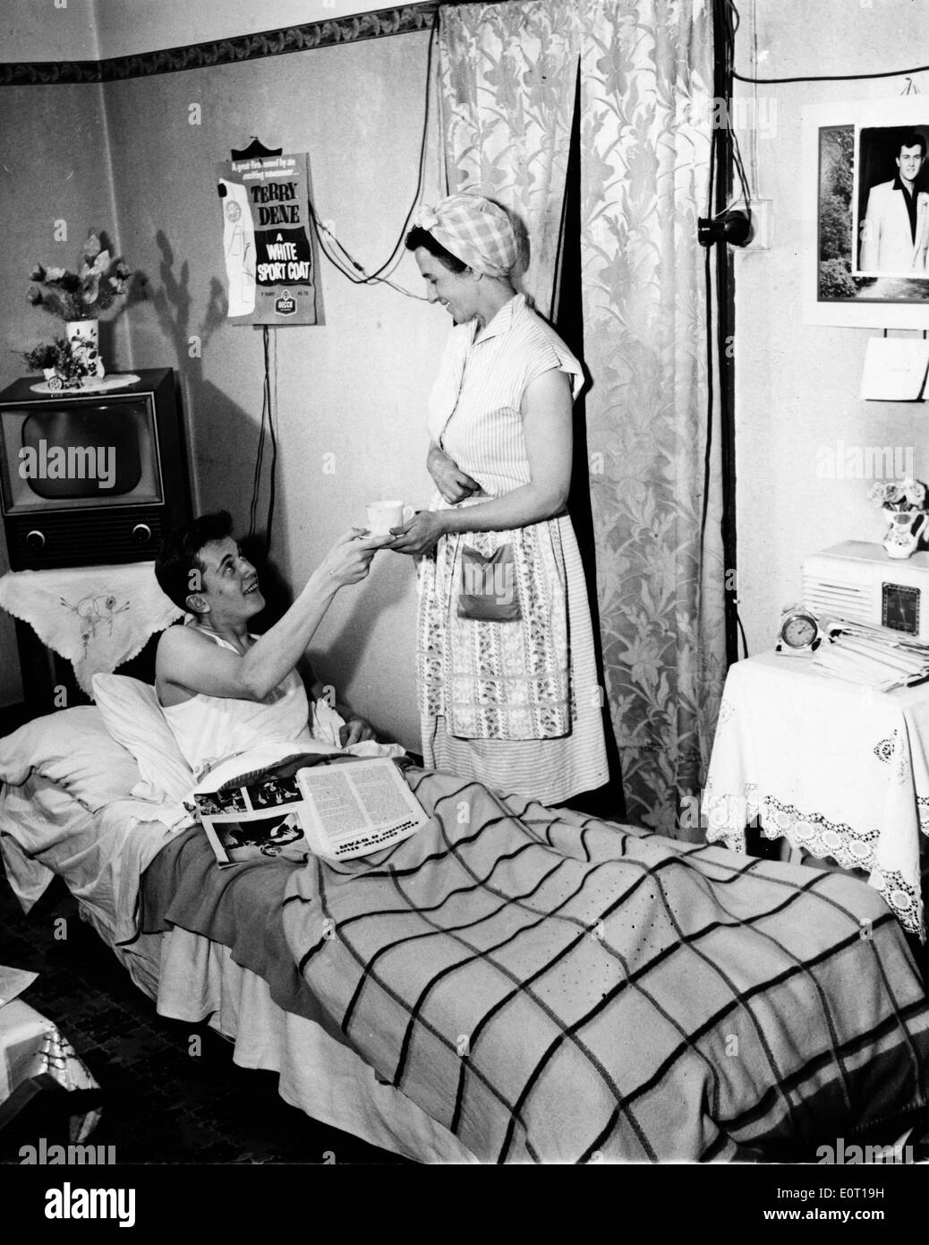 Singer Terry Dene sick in bed Stock Photo - Alamy