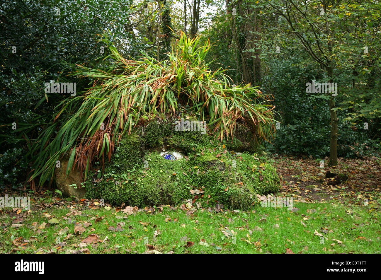 Ground sculpture in the Lost Gardens of Heligan in Cornwall, Southwest ...