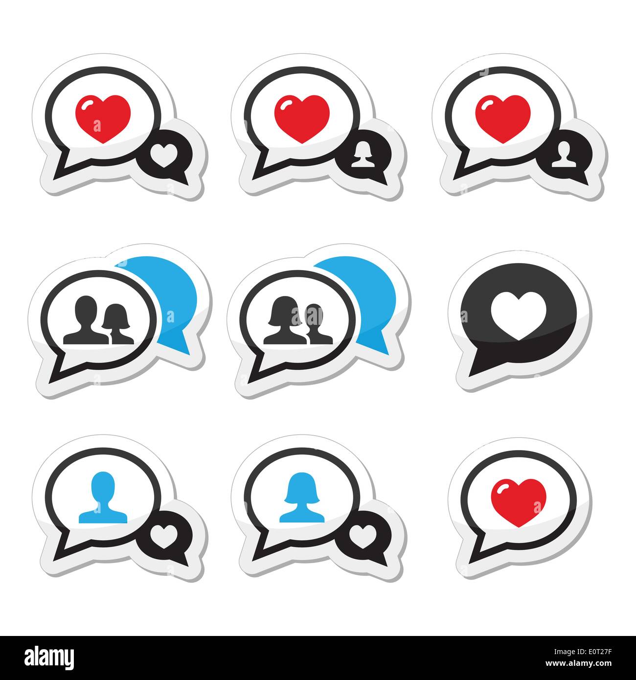 Love, speech bubbles with heart vector icons set Stock Vector Image ...