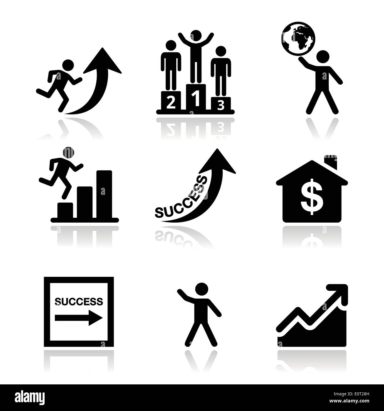 Success in business, self development icons set Stock Vector Image ...