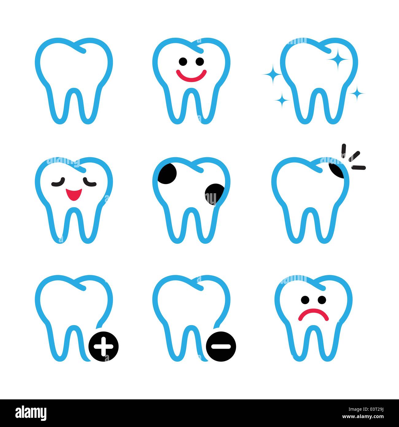 Tooth, teeth vector icons set in color Stock Vector Image & Art - Alamy