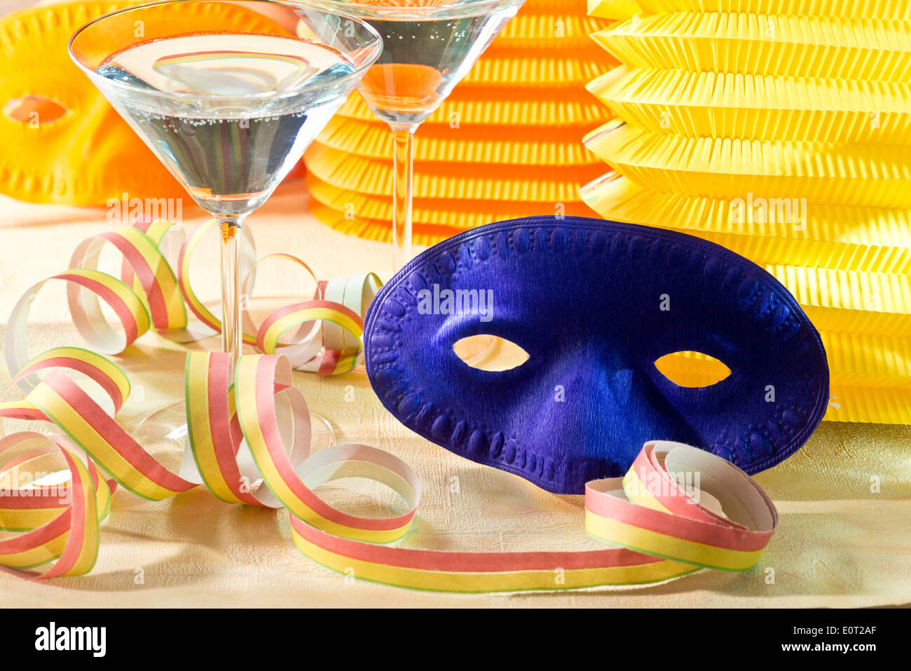 blue carnival mask with colored carnival glitter Stock Photo - Alamy