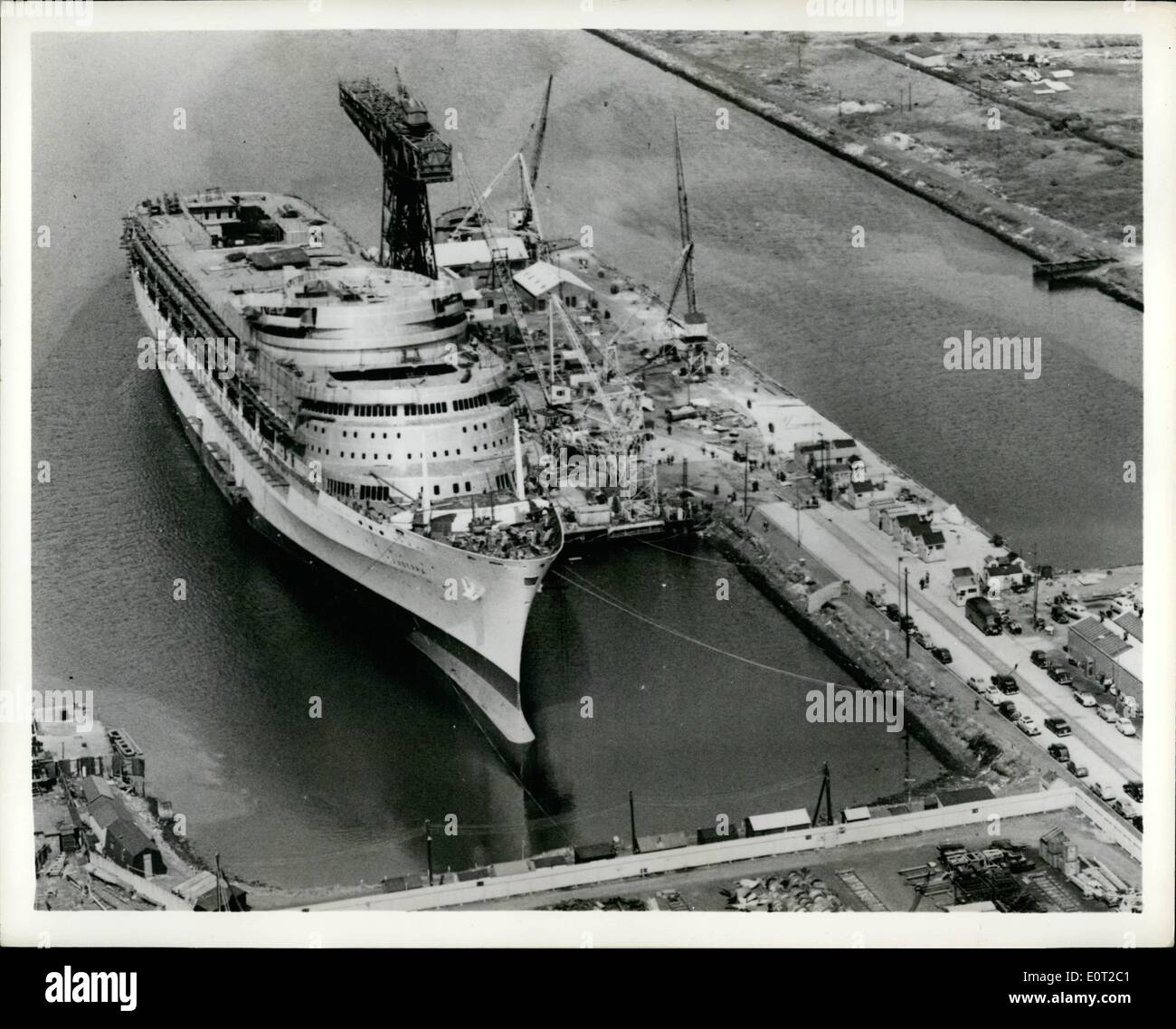Jul. 07, 1960 - TAKING FINAL SHAPE. With her aluminum superstructure ...
