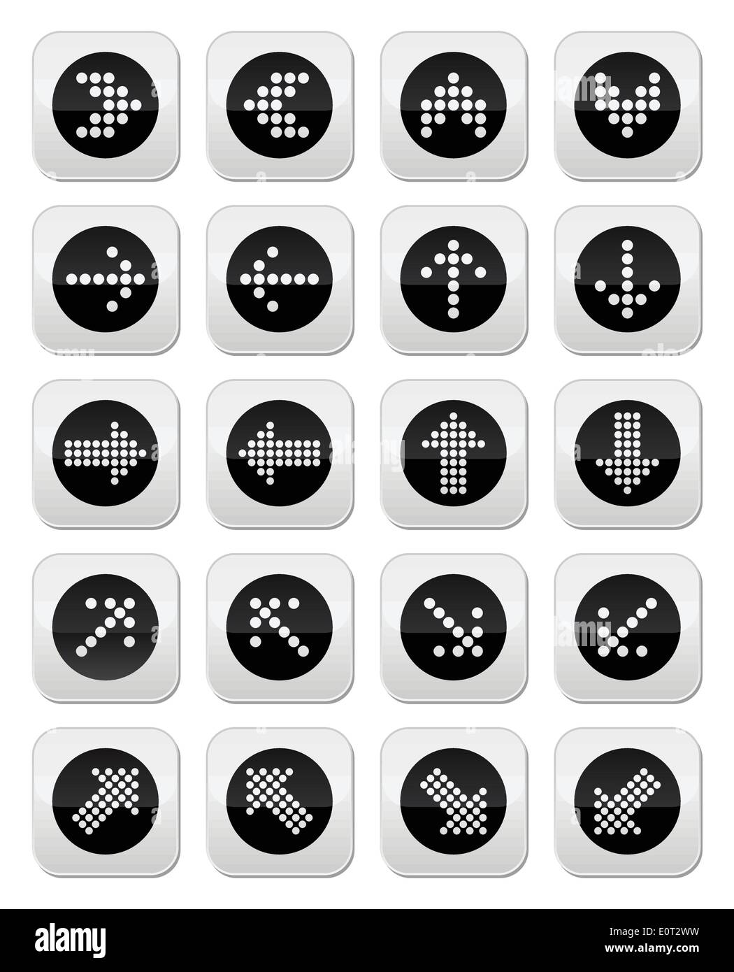 Dotted arrows round icons set isolated on white Stock Vector Image ...