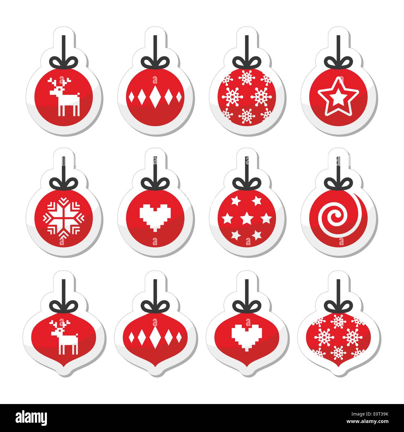 Christmas ball, christmas bauble vector red icons set Stock Vector ...