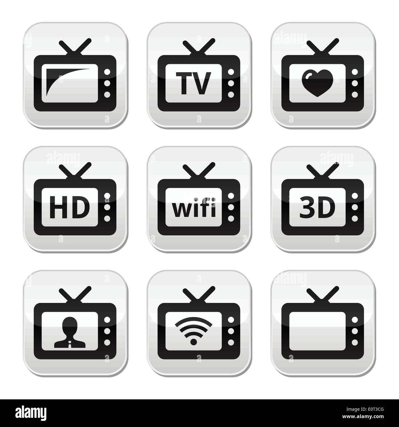 TV set, 3d, HD vector buttons Stock Vector Image & Art - Alamy