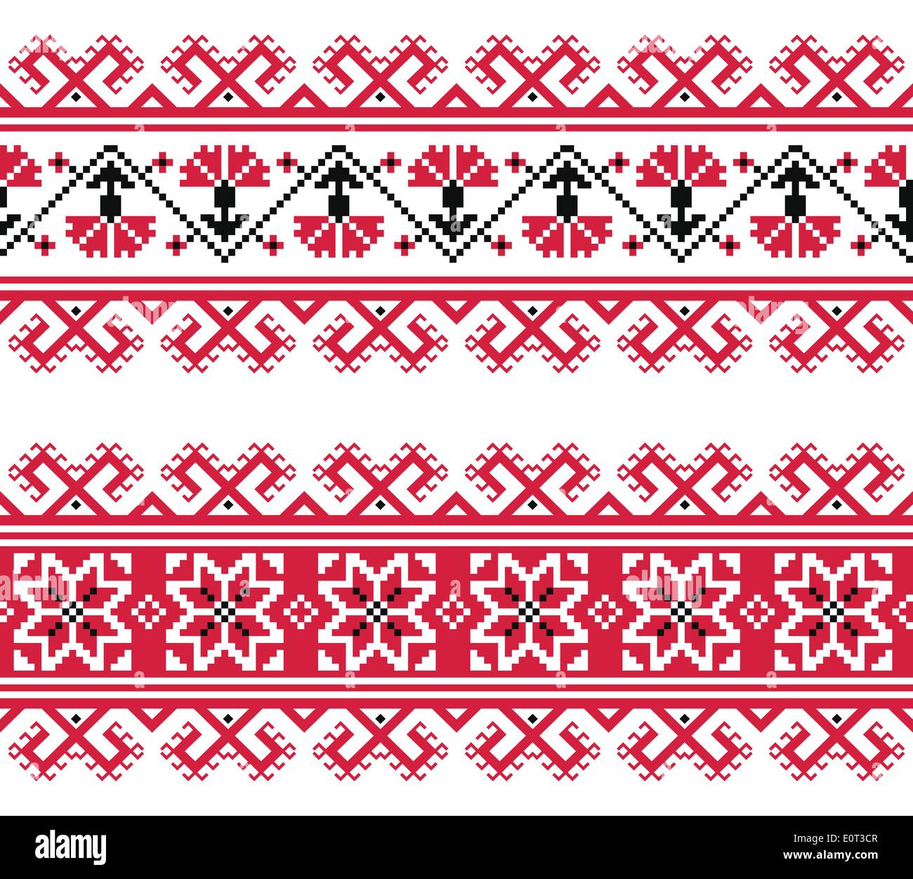 Ukrainian, Slavic red and grey traditional seamless folk embroidery ...