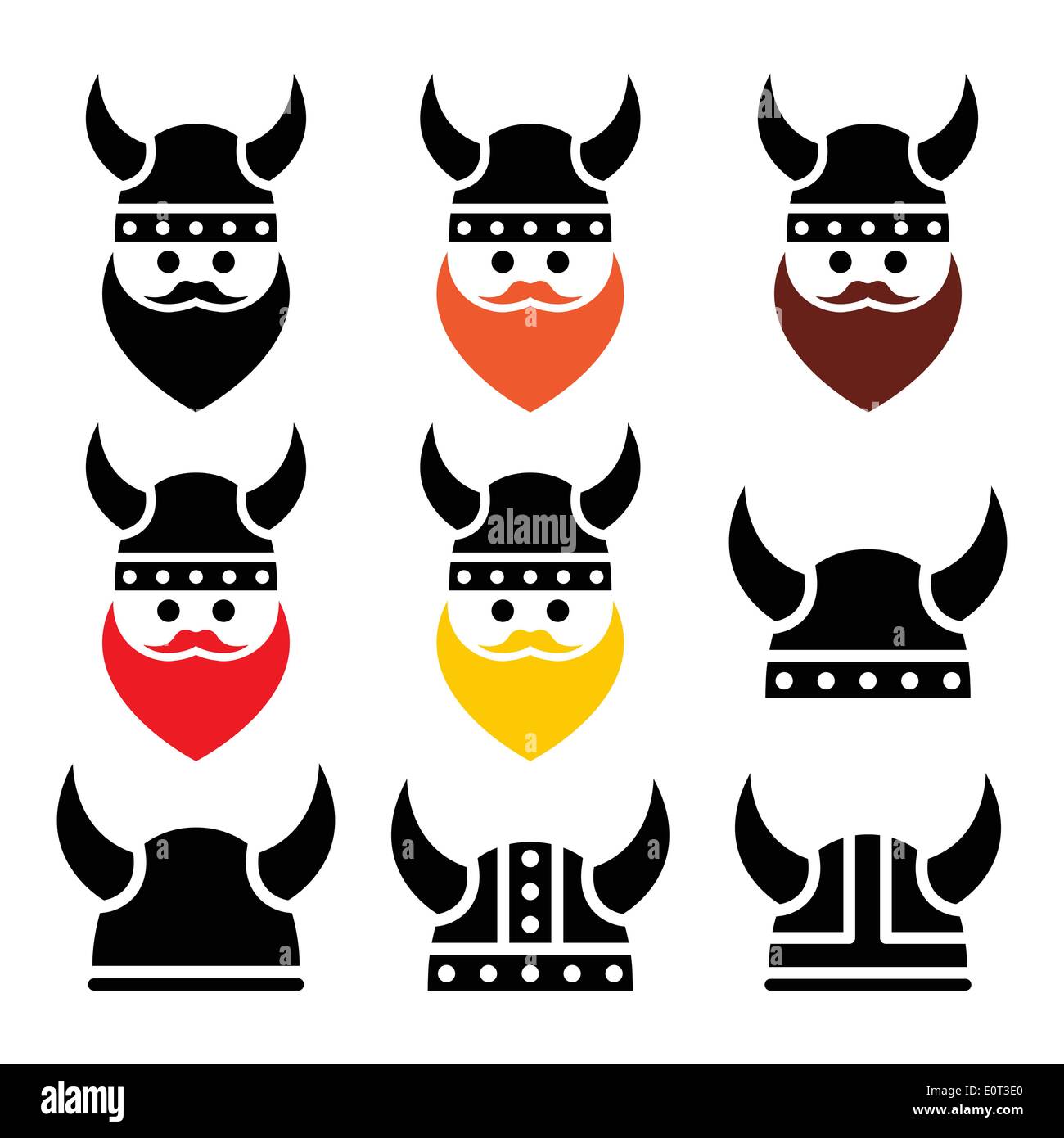 Viking warrior in helmet icons set Stock Vector Image & Art - Alamy
