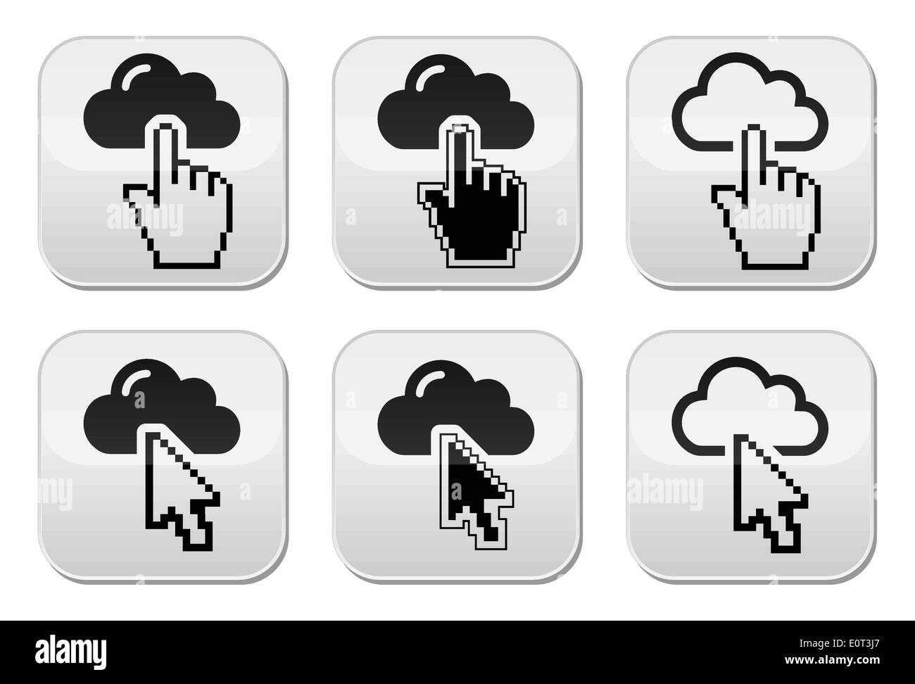 Cloud with cursor hand and arrow buttons set Stock Vector Image & Art - Alamy