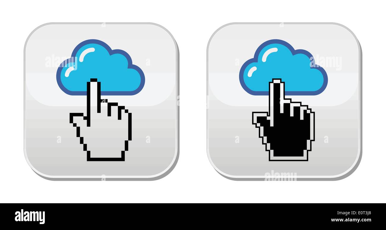 Contact - envelope, email, speech bubble with cursor hand buttons Stock ...