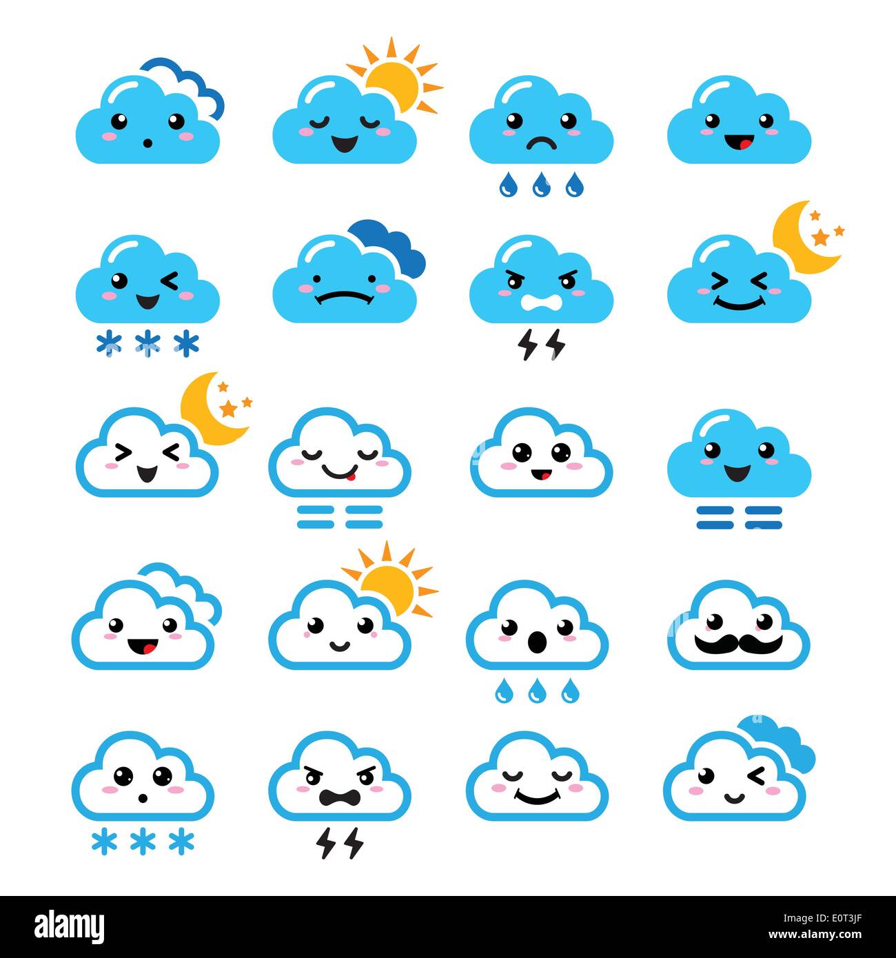 Cute cloud - Kawaii, Manga icons with different expressions - happy ...