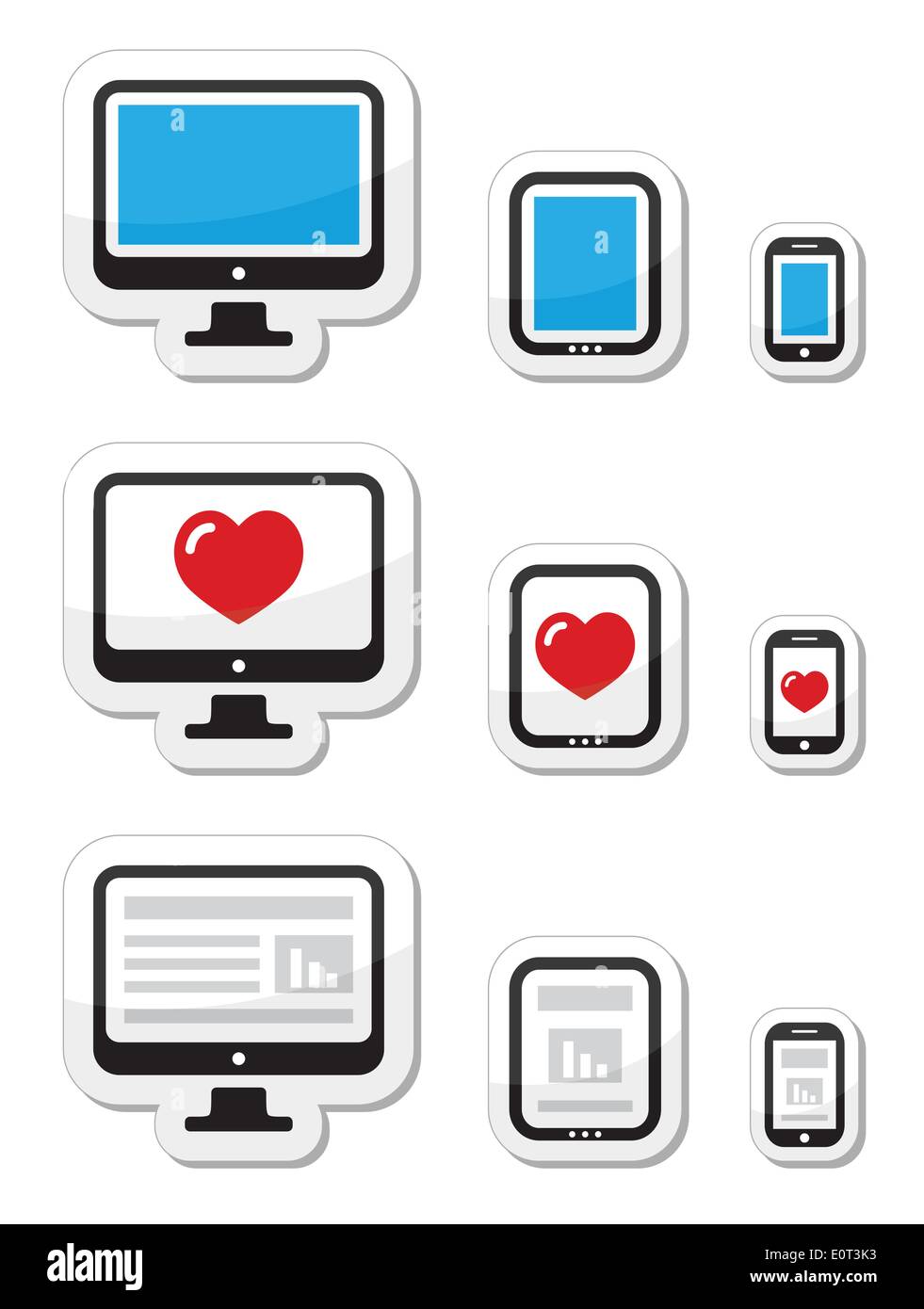 Computer screen, tablet, and smartphone icons Stock Vector Image & Art ...