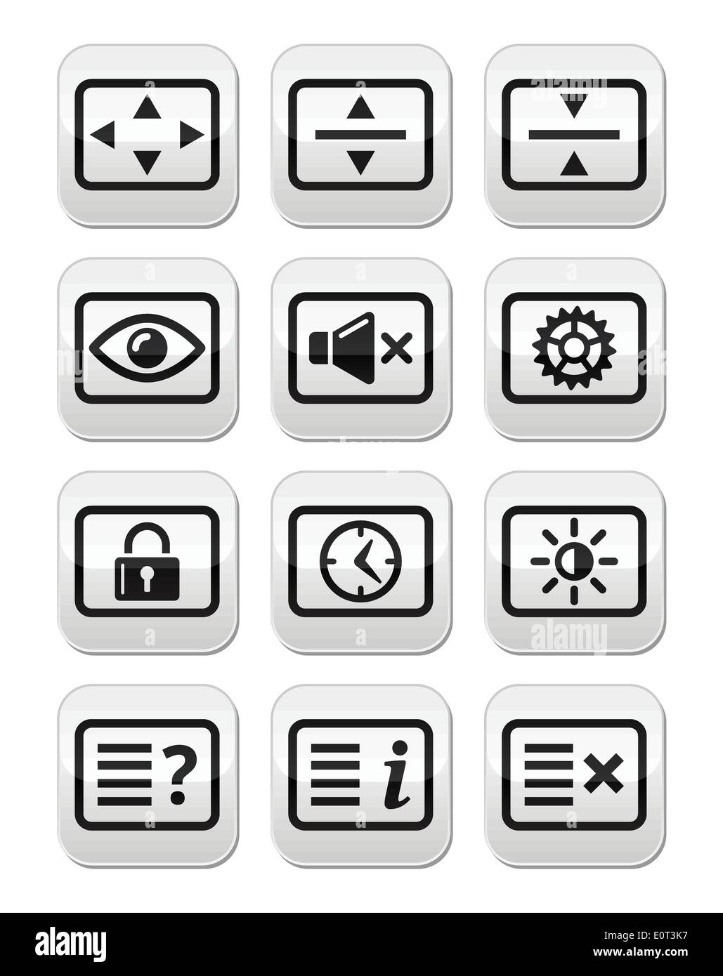 Computer tv monitor screen vector buttons set Stock Vector Image & Art ...