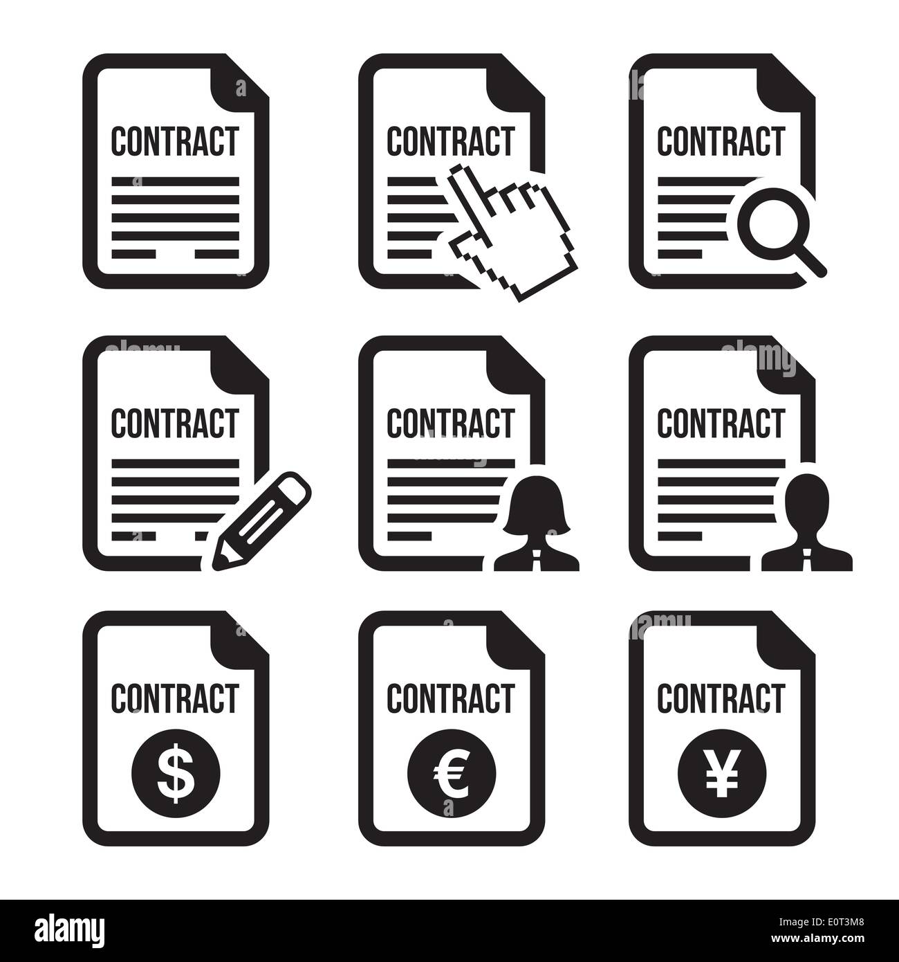 Business or work contract signing vector icons set Stock Vector Image ...