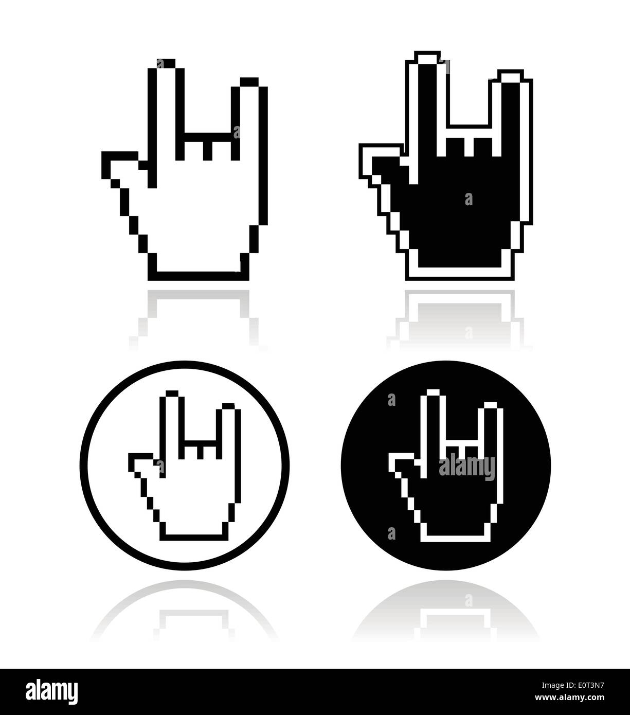 Pixel cursor icon hand - rock sign Stock Vector Image & Art - Alamy