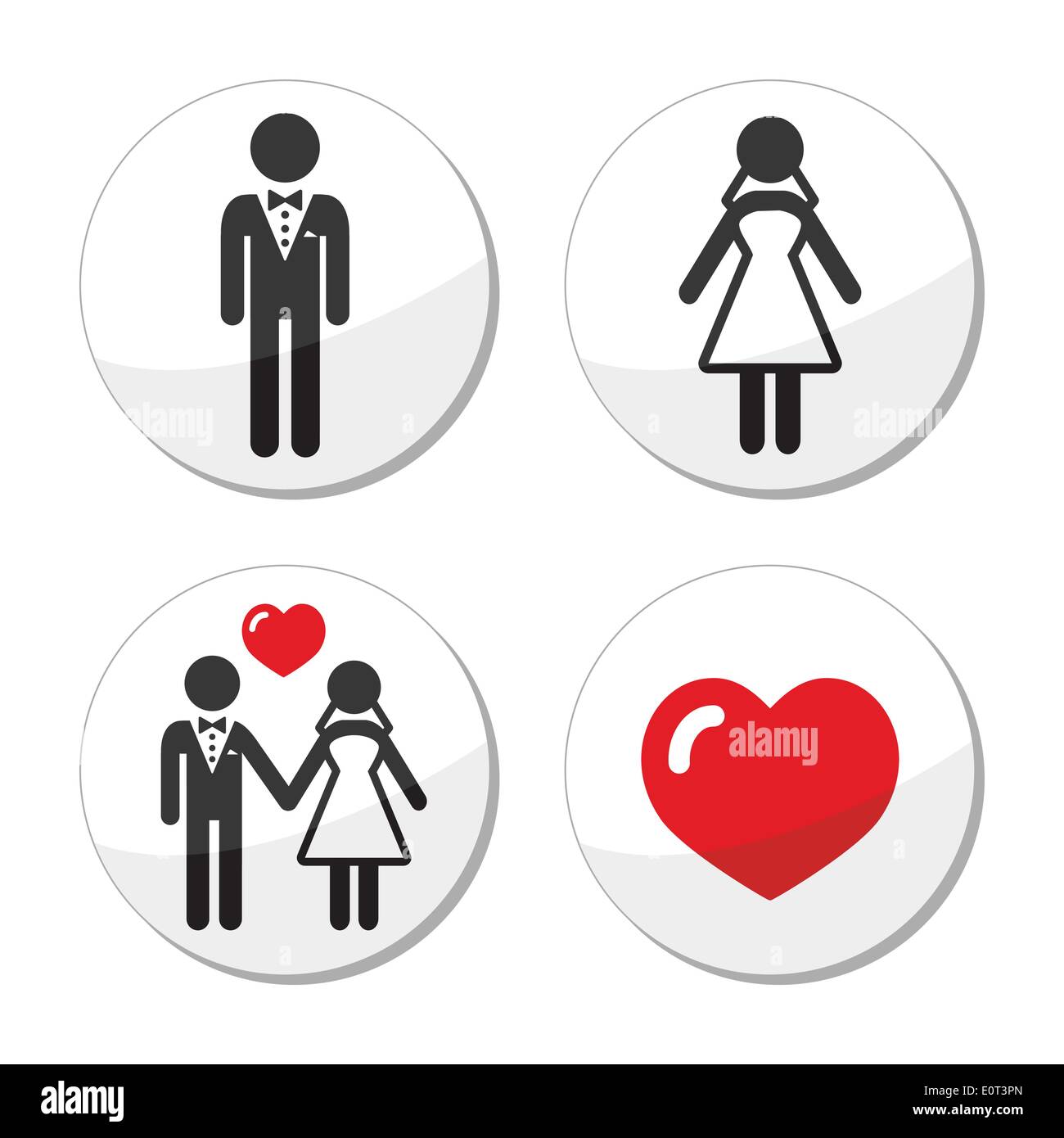 Wedding icons - married couple, groom and bride Stock Vector Image ...