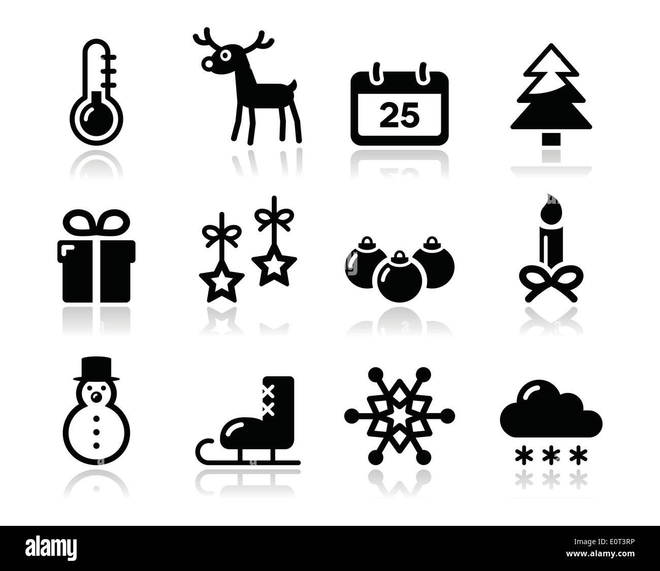 Christmas winter black icons set Stock Vector Image & Art - Alamy