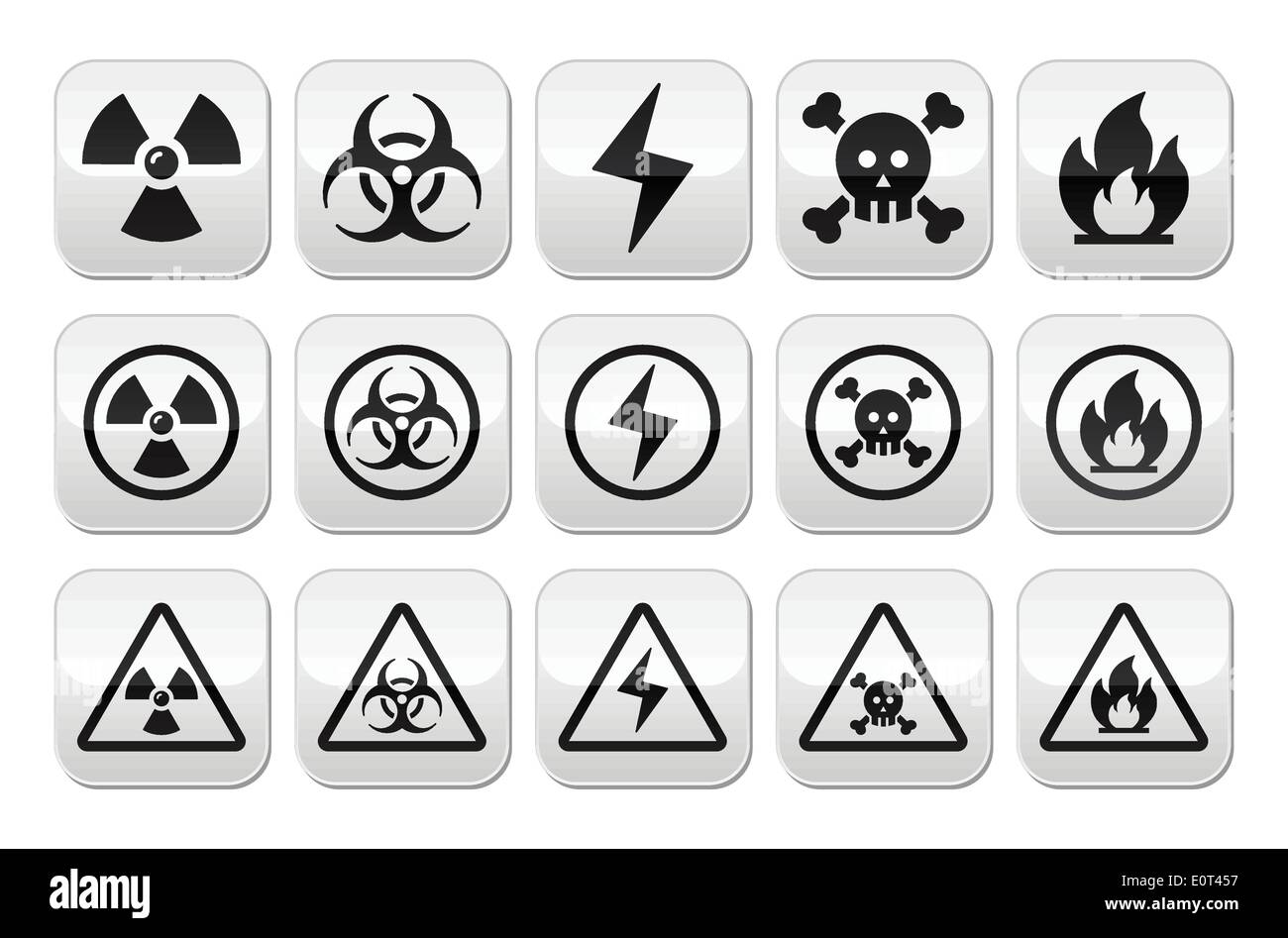 Danger, risk, warning buttons set Stock Vector Image & Art - Alamy