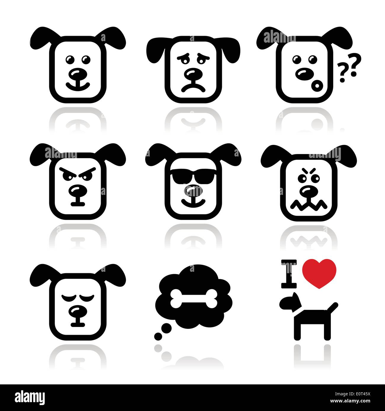 Dog icons set happy sad Stock Vector Images - Alamy