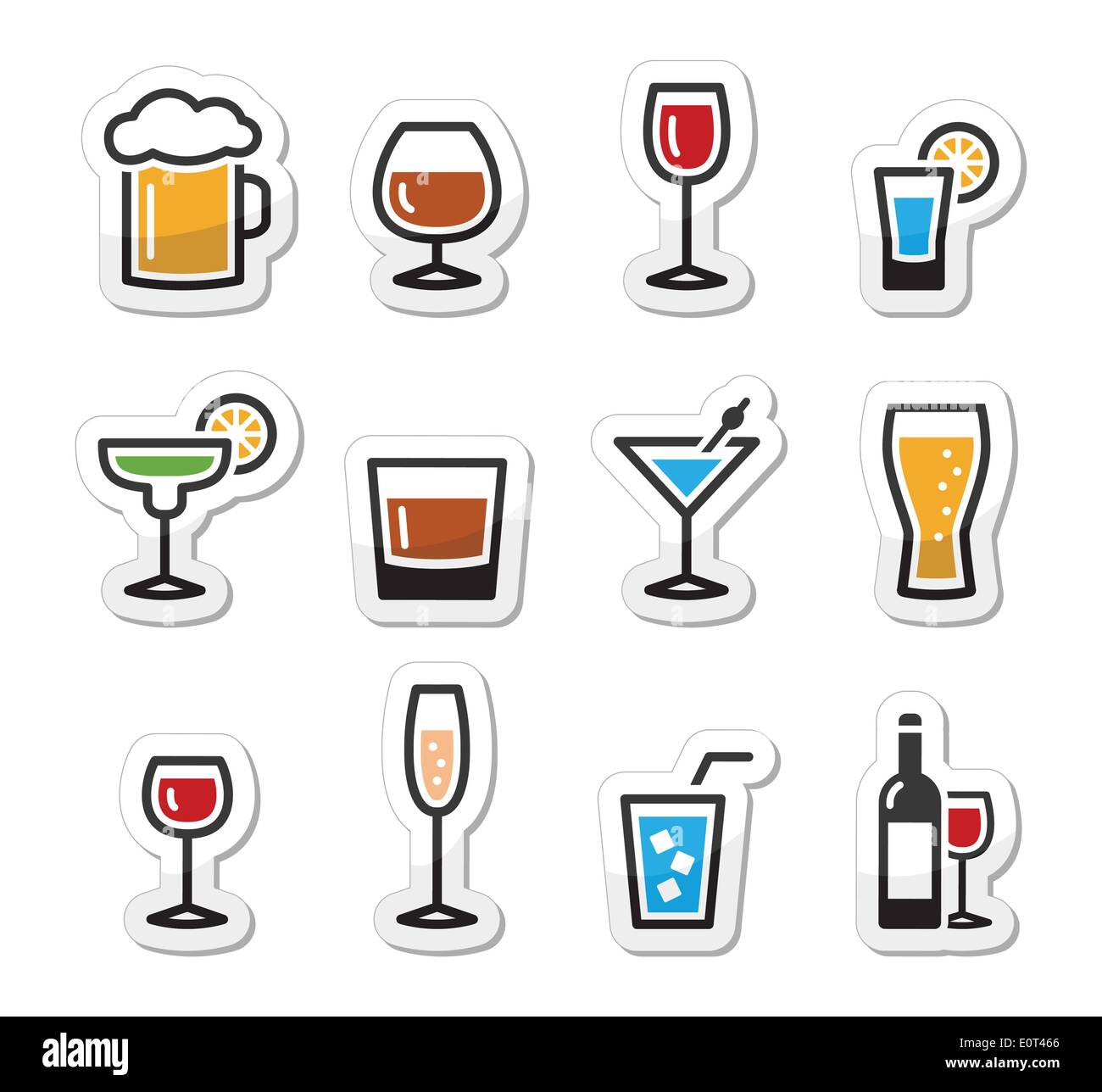 Drink alcohol beverage icons set Stock Vector Image & Art - Alamy