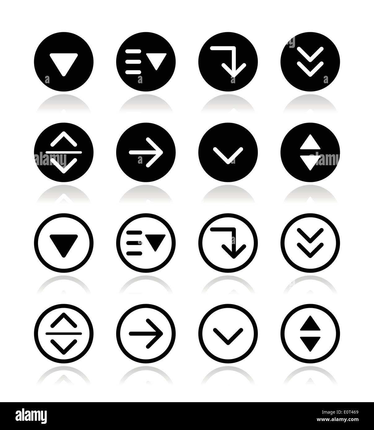 Drop down menu round icons set Stock Vector Image & Art - Alamy