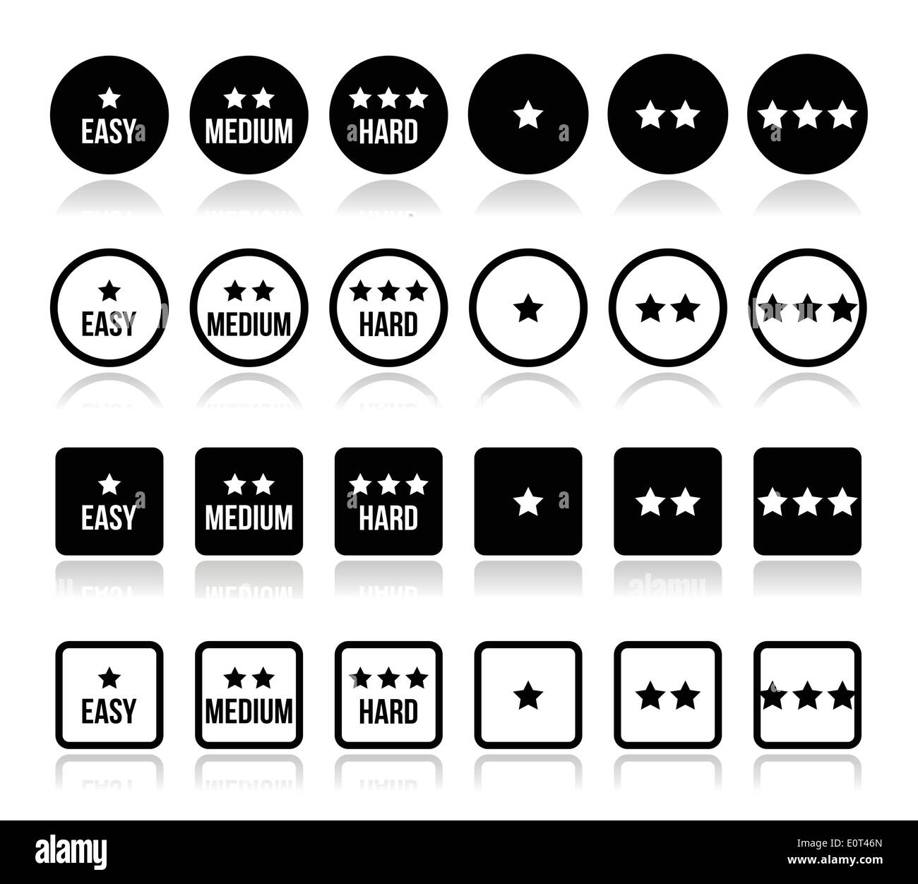 Easy, medium, hard level with stars icons set Stock Vector Image & Art ...