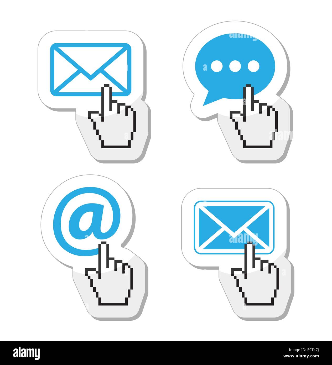 Contact - envelope, email, speech bubble with cursor hand icons Stock Vector Image & Art - Alamy