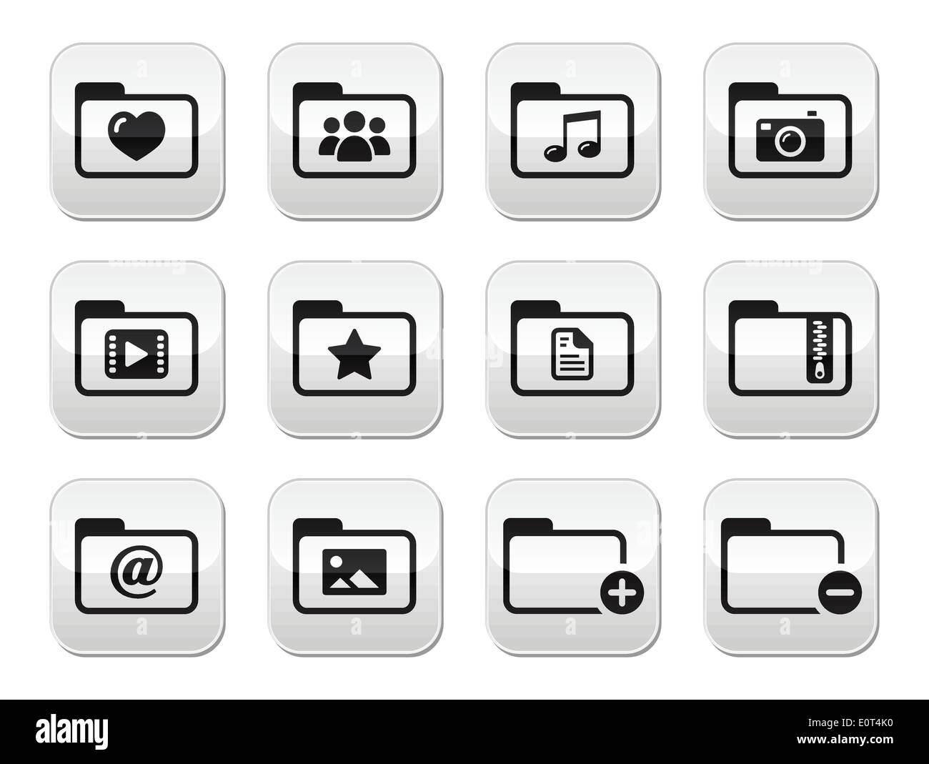 Folder documents music film buttons set Stock Vector Image & Art - Alamy