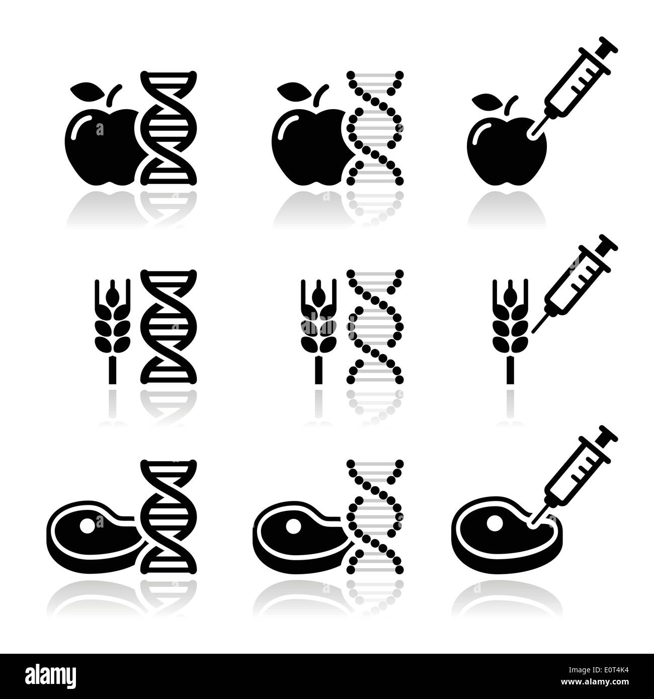 Food DNA Genetically Modyfied Food GMO Icons Set Stock Vector Image food-dna-genetically-modyfied-food-gmo-icons-set-stock-vector-image