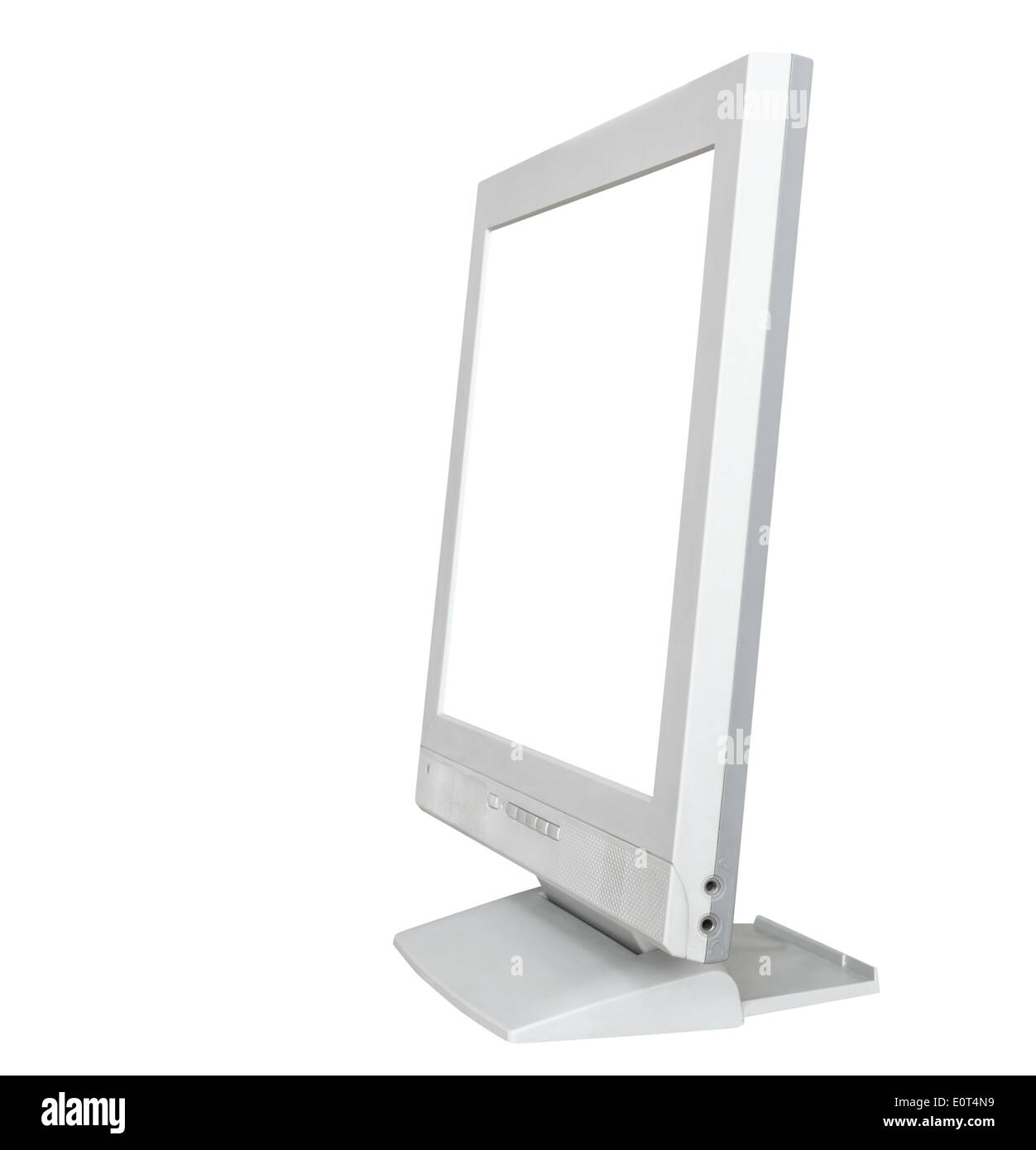 side view of grey computer display with cut out screen isolated on ...
