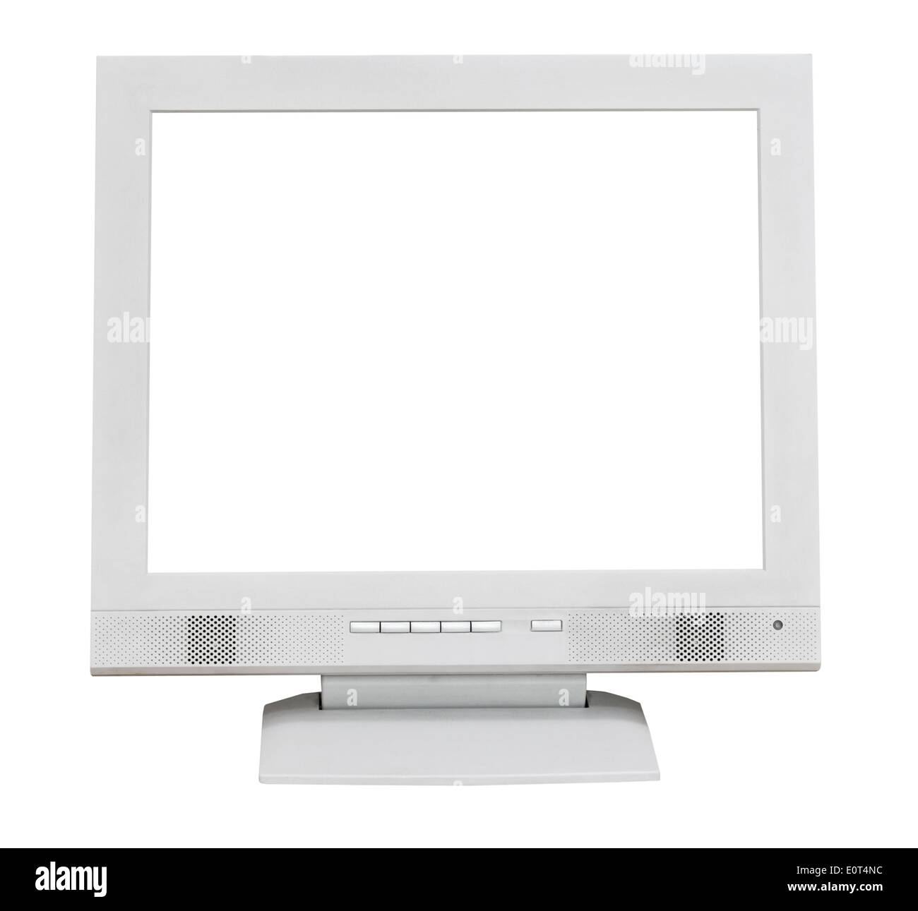 front view of grey computer display with cut out screen isolated on ...