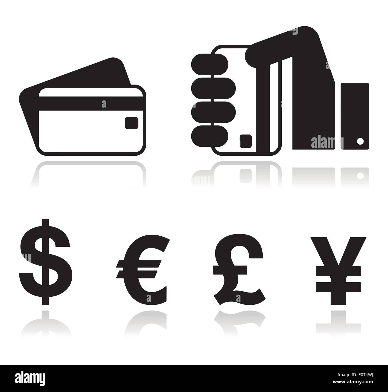 Payment methods icons set - credit card, by cash - currency Stock ...