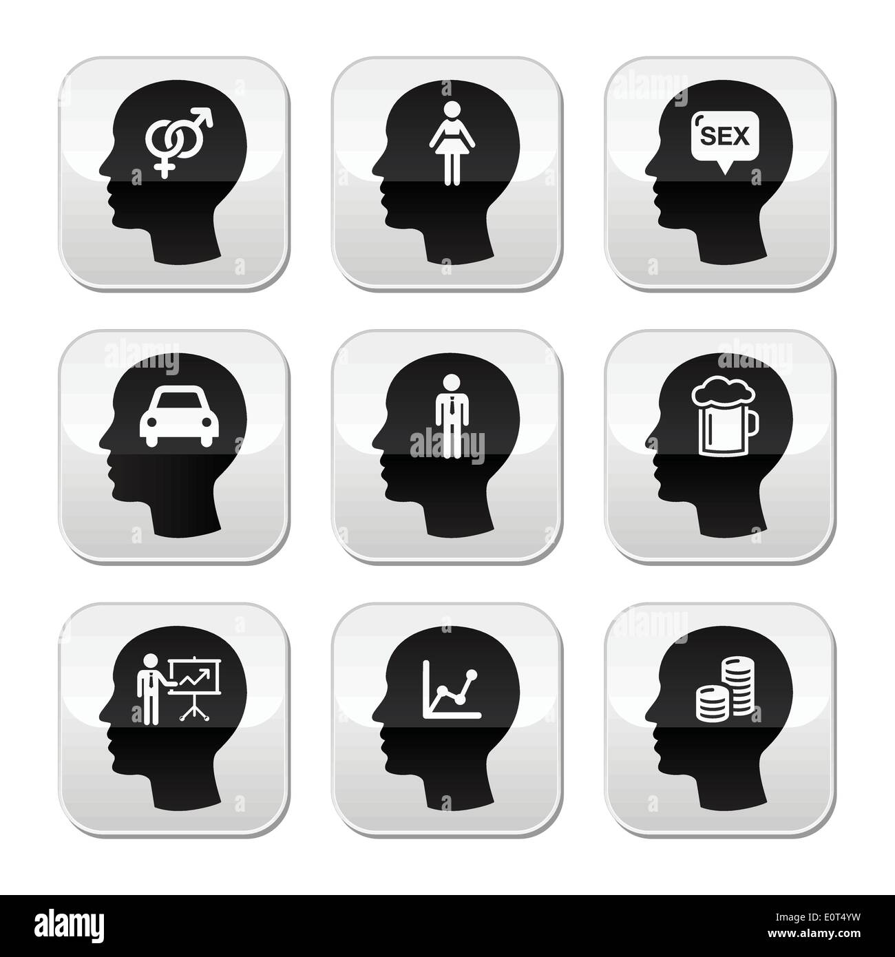 Head, man thoughts vector buttons set Stock Vector Image & Art - Alamy