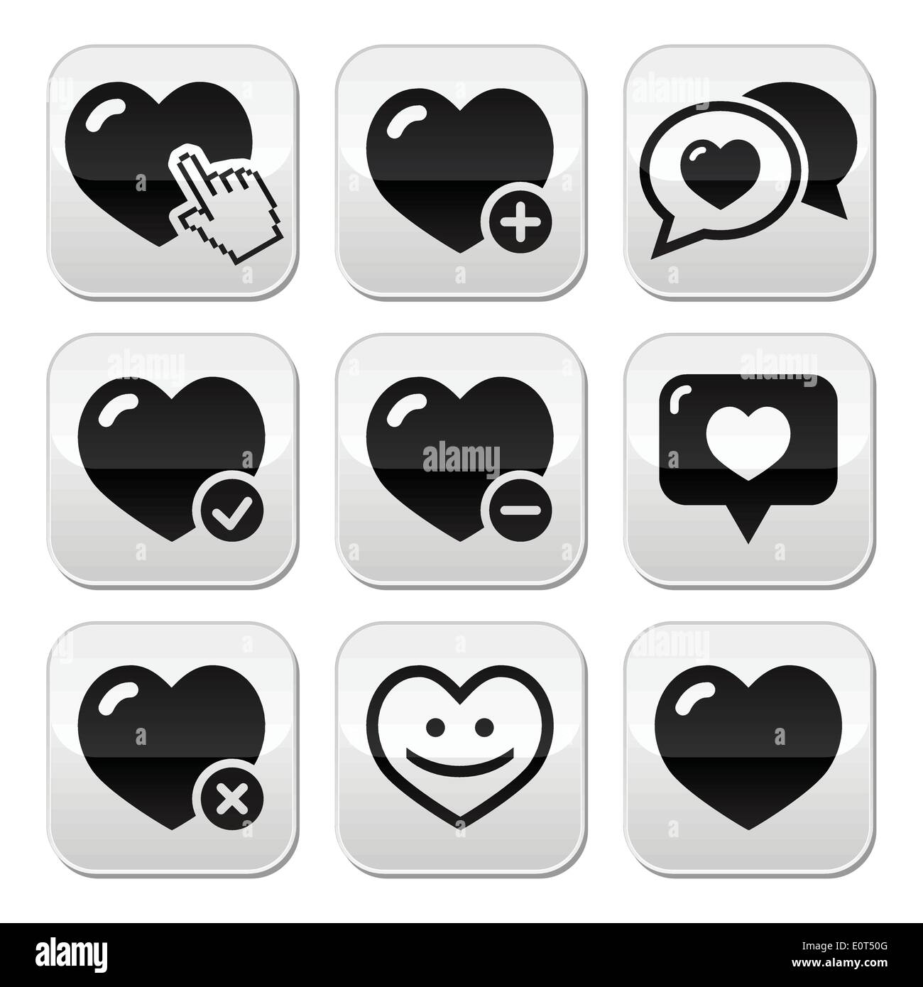 Heart, love vector buttons set Stock Vector Image & Art - Alamy