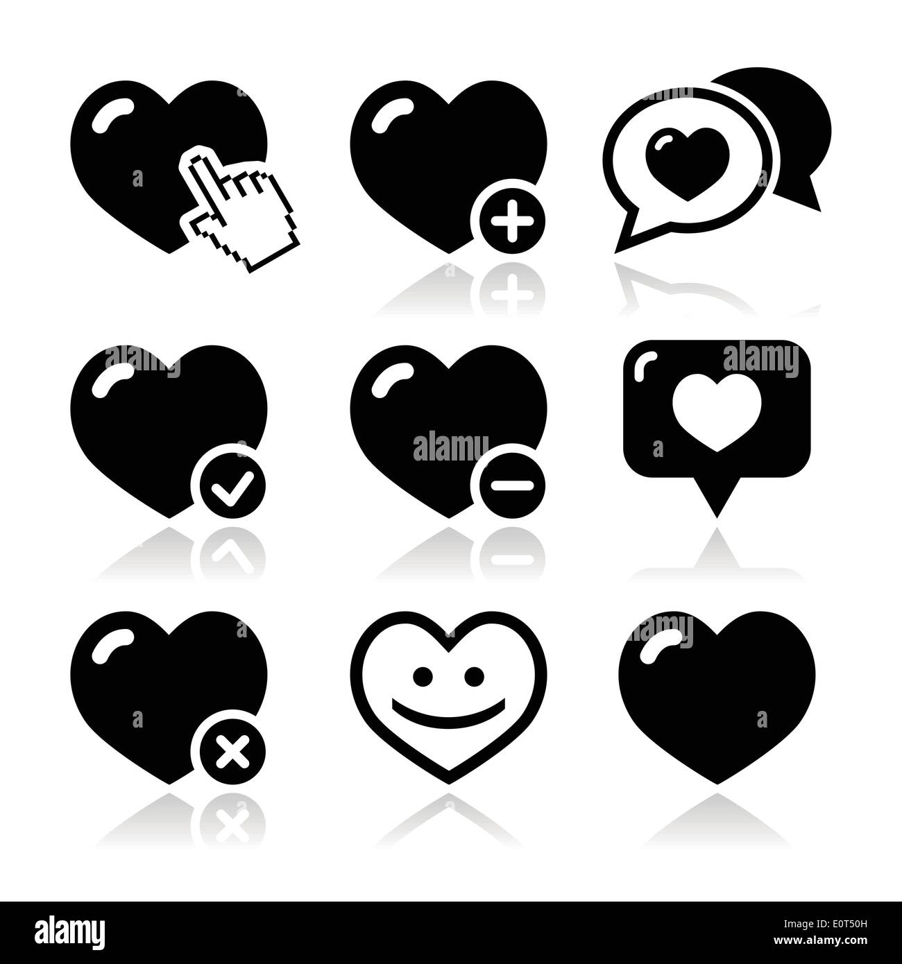 Heart vector set Black and White Stock Photos & Images - Alamy