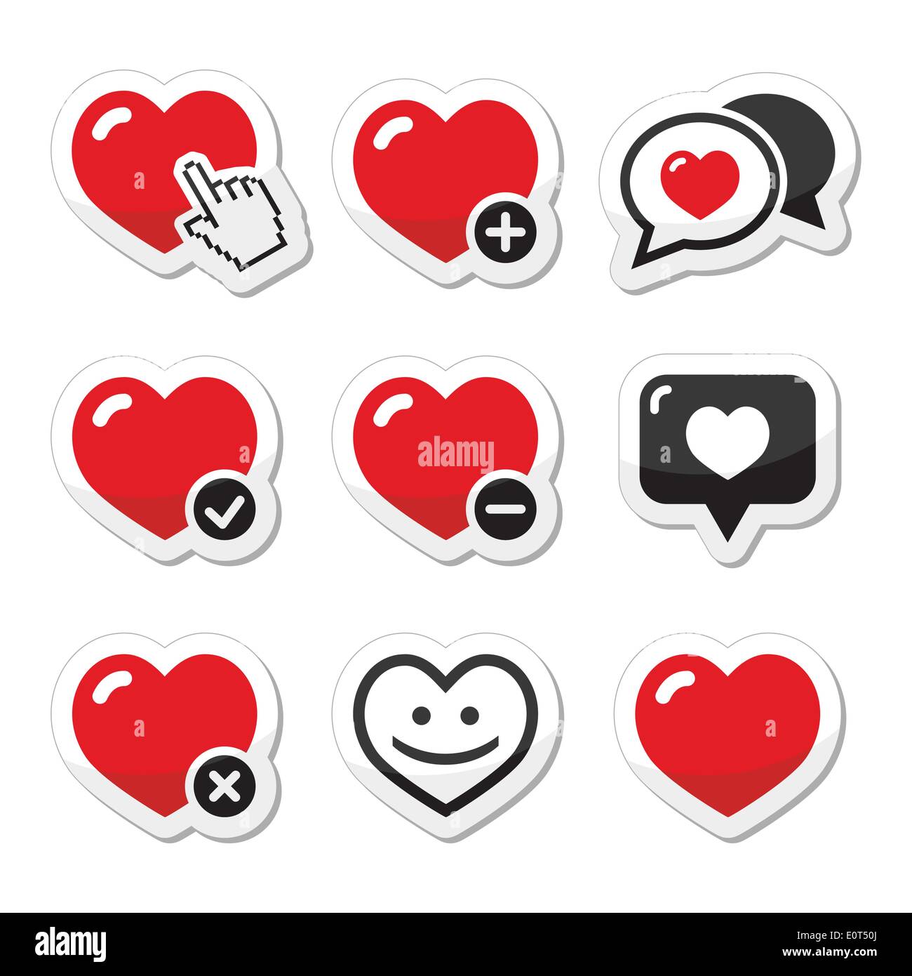Heart, love vector icons set Stock Vector Image & Art - Alamy