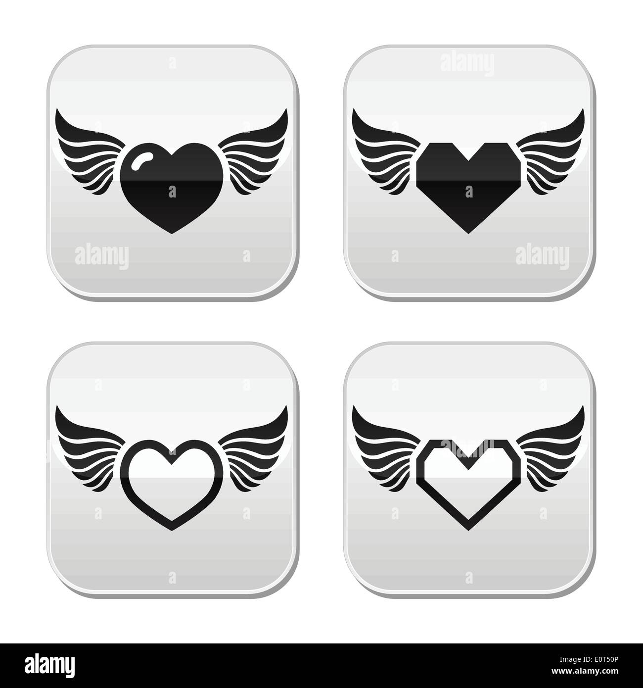Heart with wings buttons set Stock Vector Image & Art - Alamy