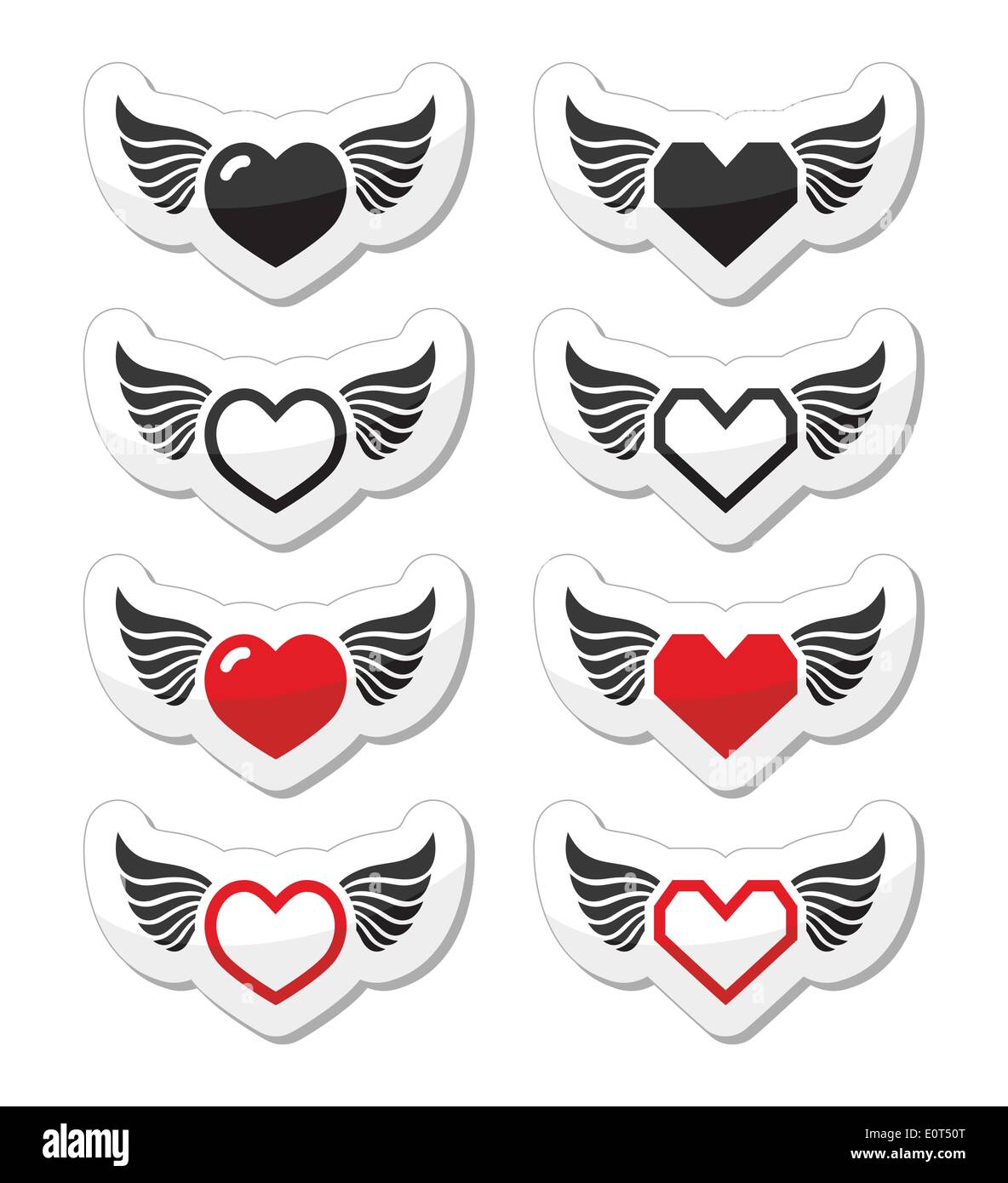 Heart with wings icons set Stock Vector Image & Art - Alamy