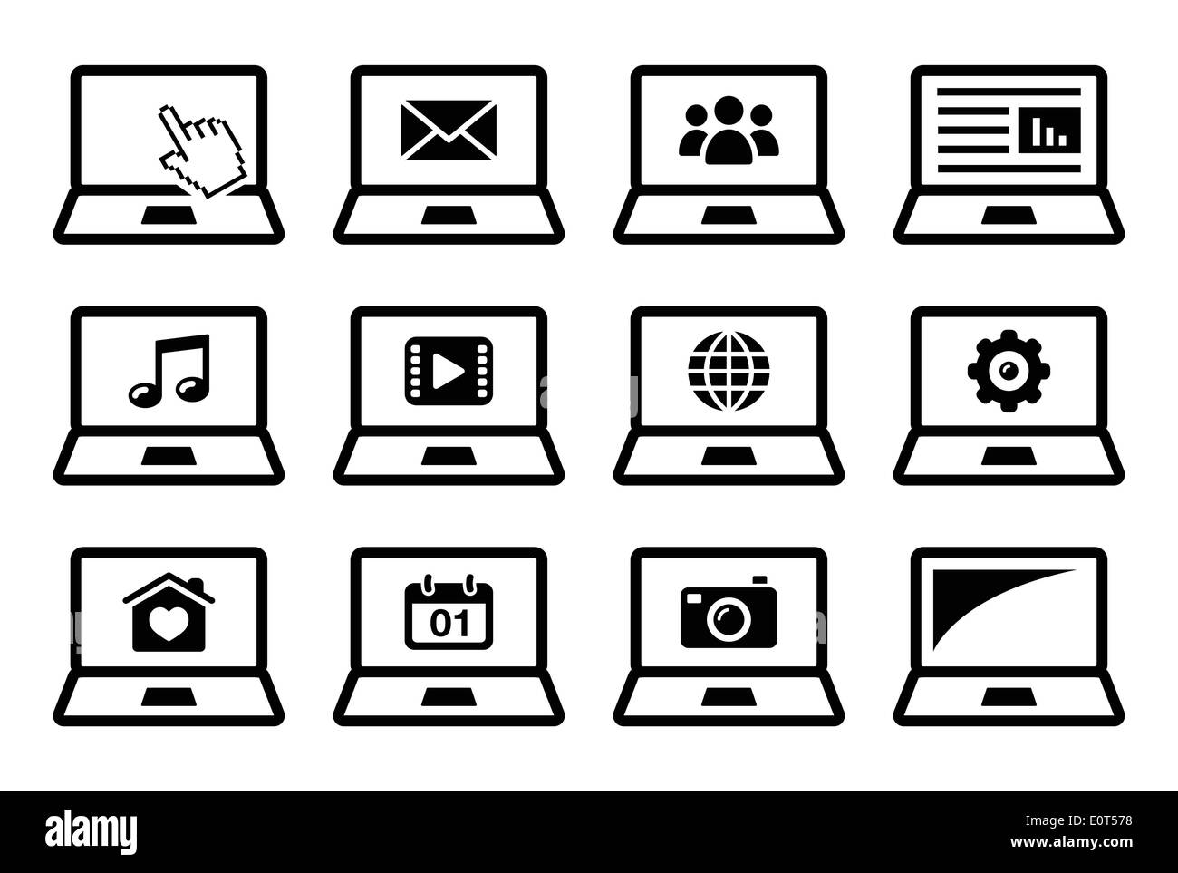 Laptop black vector icons set Stock Vector Image & Art - Alamy