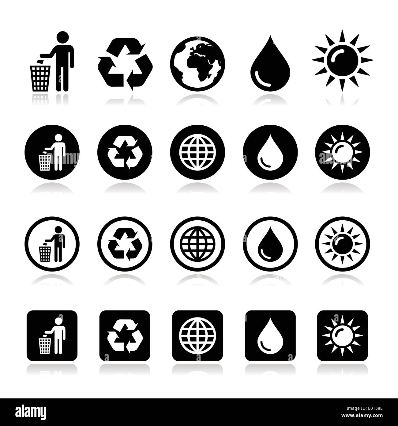 Recycling bin icons Cut Out Stock Images & Pictures - Alamy
