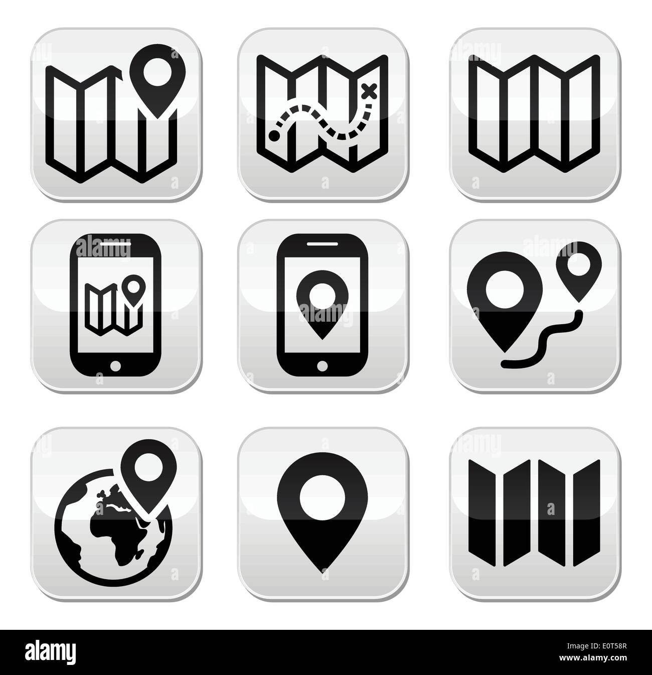 Map travel buttons set Stock Vector Image & Art - Alamy