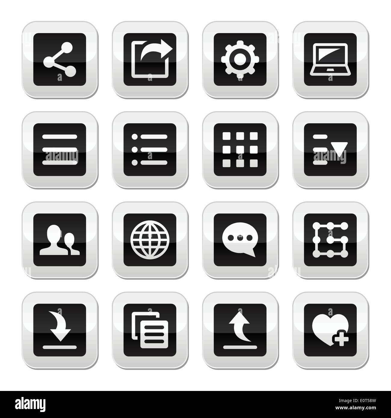 Menu settings tools buttons set Stock Vector Image & Art - Alamy