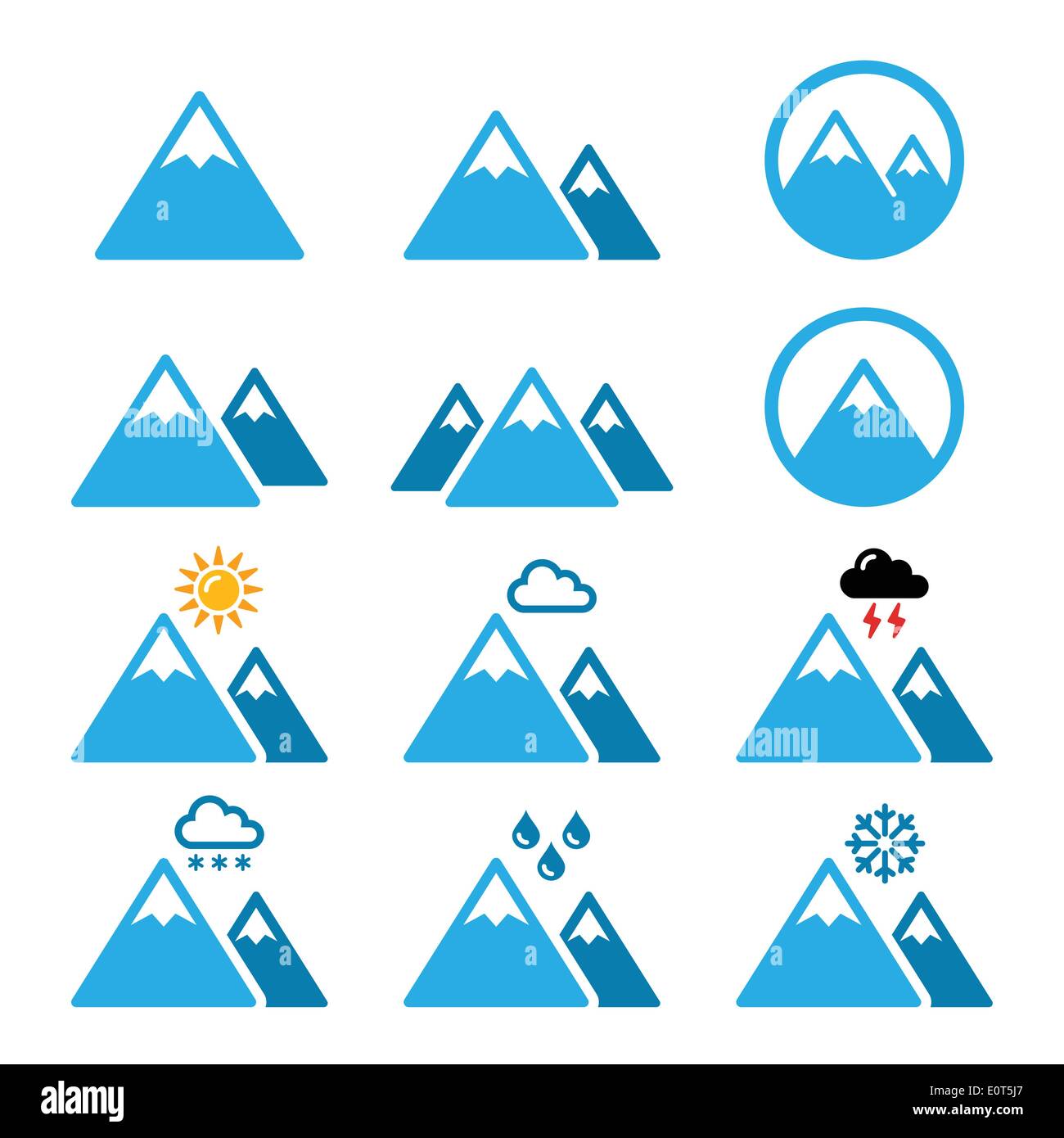 Mountain winter vector icons set Stock Vector Image & Art - Alamy